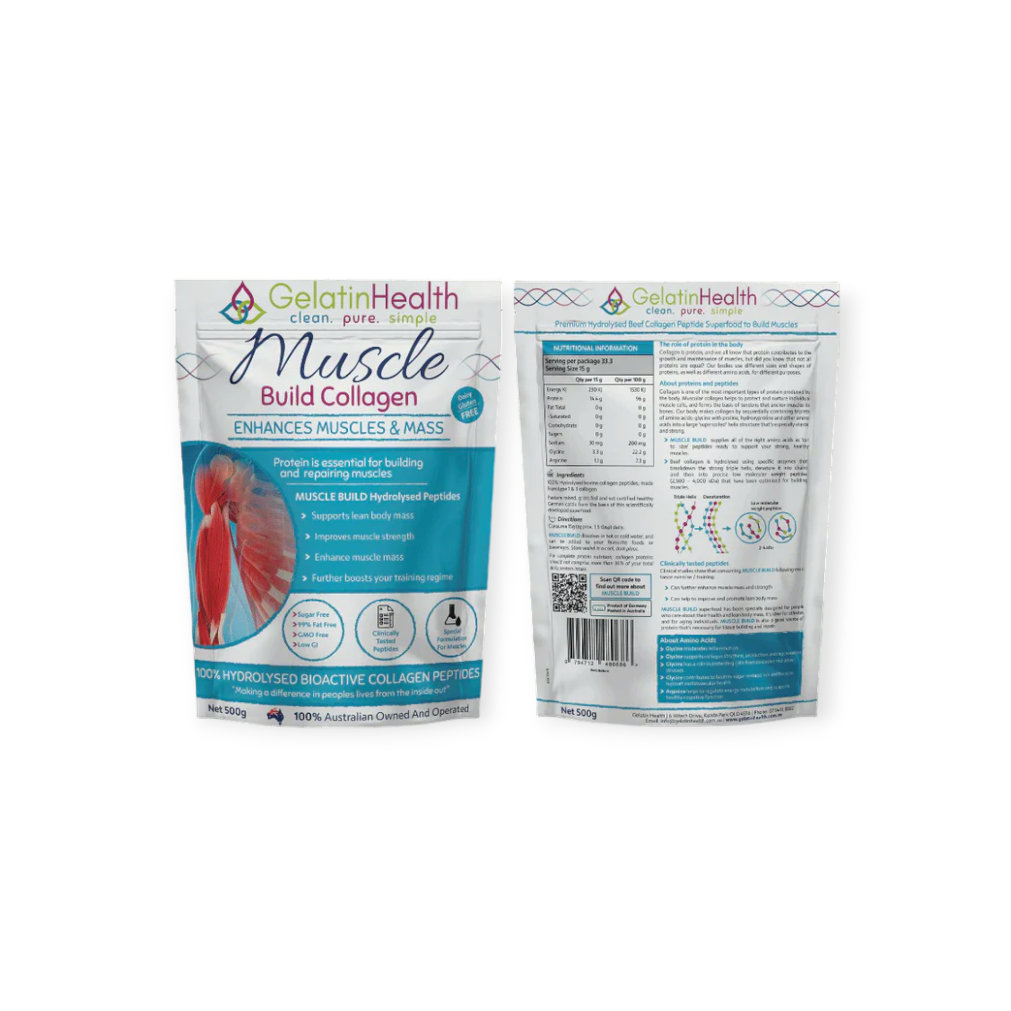 Gelatin Health Muscle Repair 500g – Health Squad